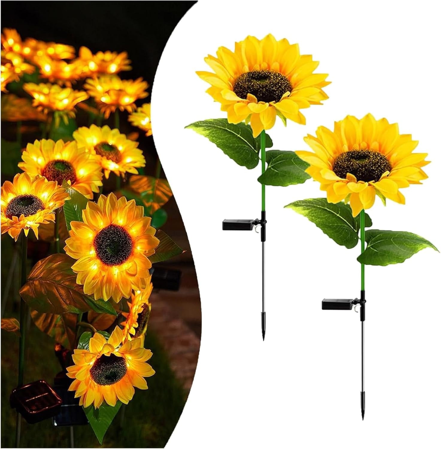 Promptanda Solar Sunflower(1/3 Heads), Promptanda Solar LED Sunflower ...