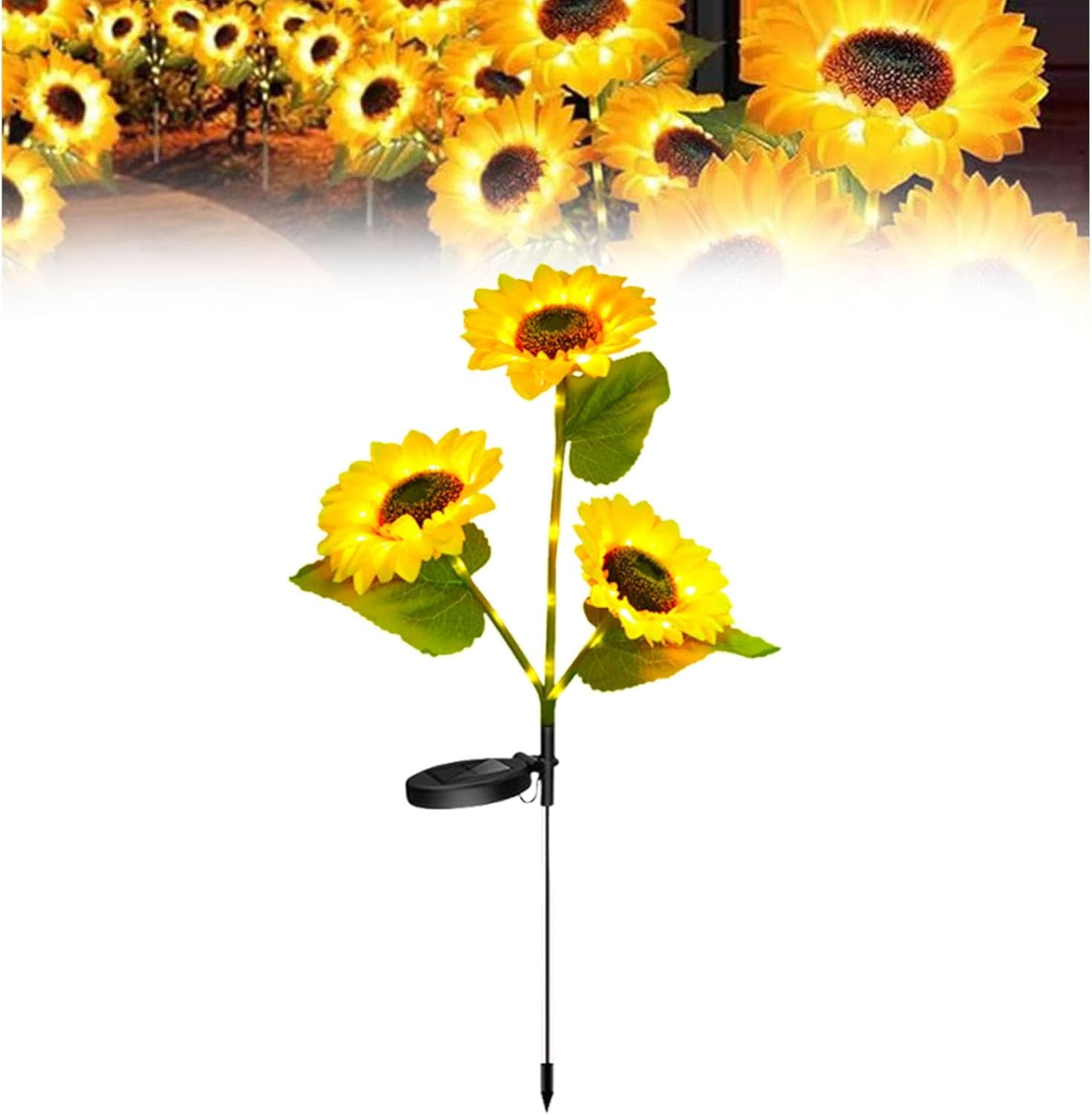 Promptanda Solar Sunflowers (29.6in/75cm), Solar LED Sunflower Garden ...
