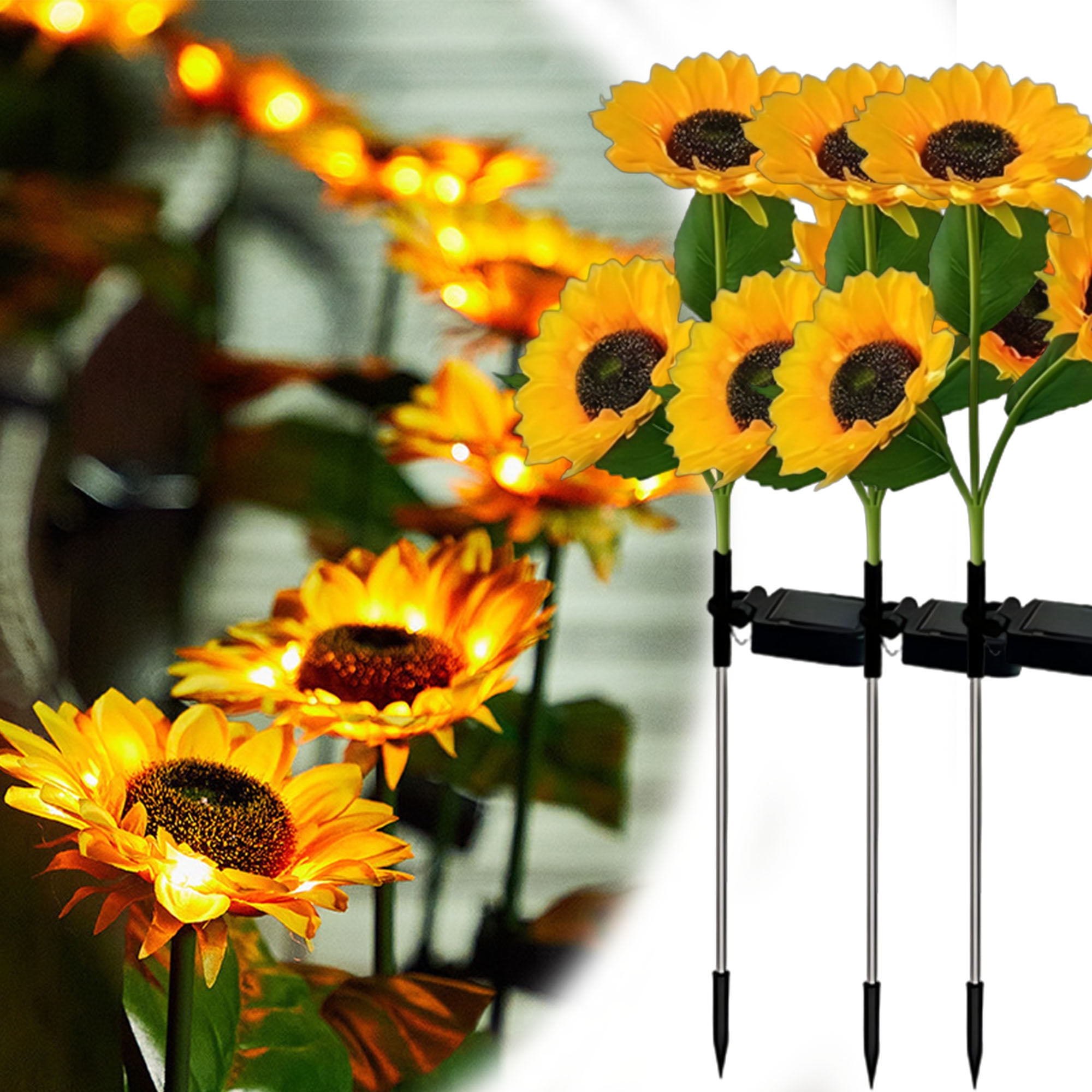 Promptanda Solar Sunflowers-Led Garden Lights,29.6inch/75cm,Three Heads ...