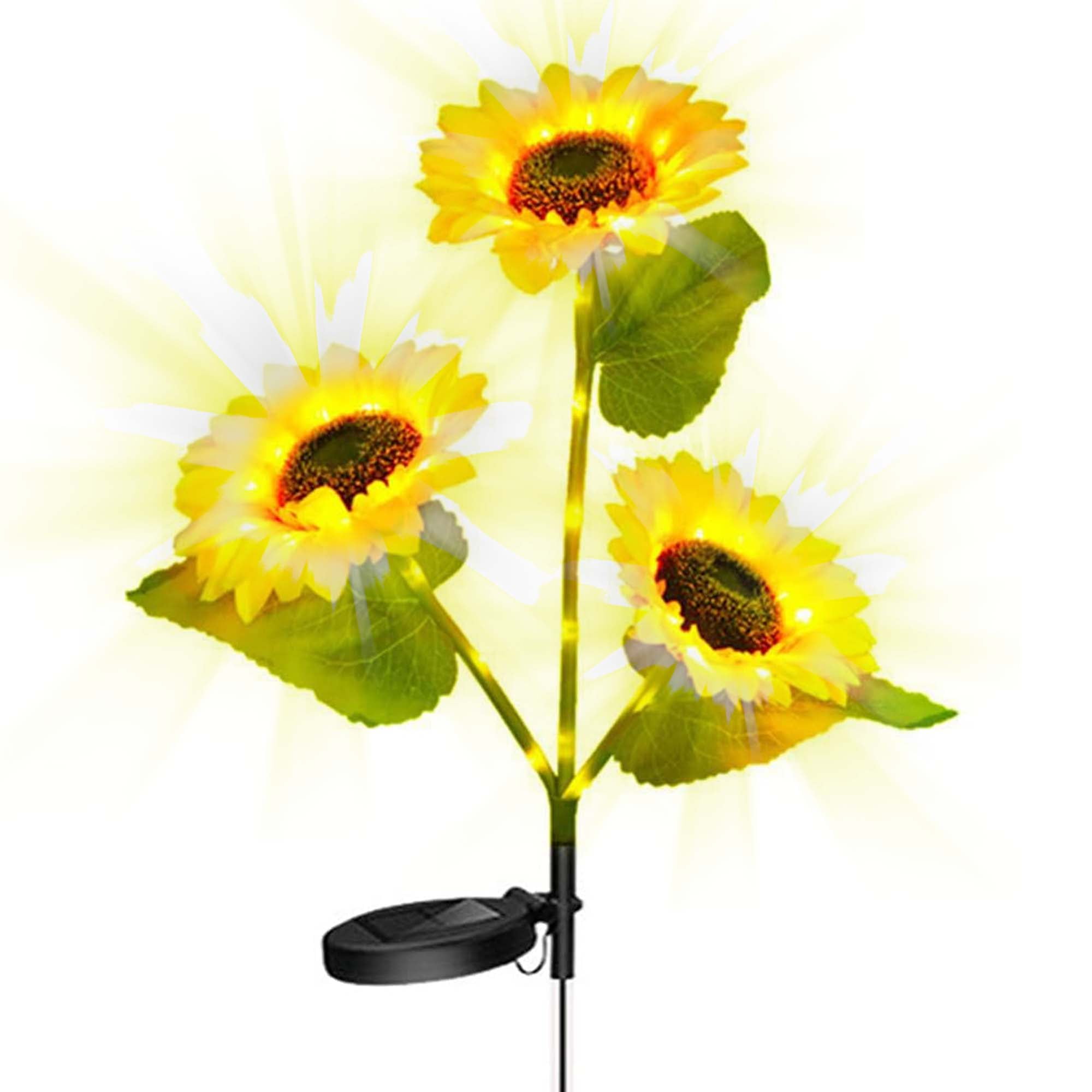 Promptanda Solar Sunflowers,Three Heads Solar Power Sunflowers Outdoor ...