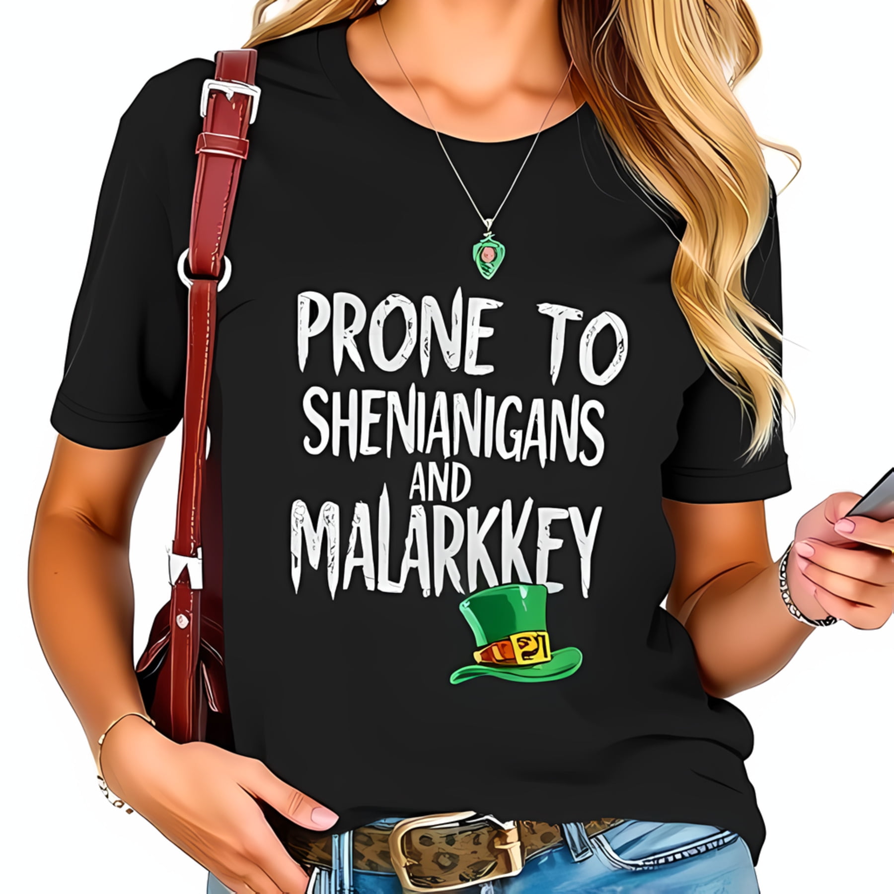 Prone to Shenanigans and Malarkey Black Cotton Short Sleeve T-Shirt ...