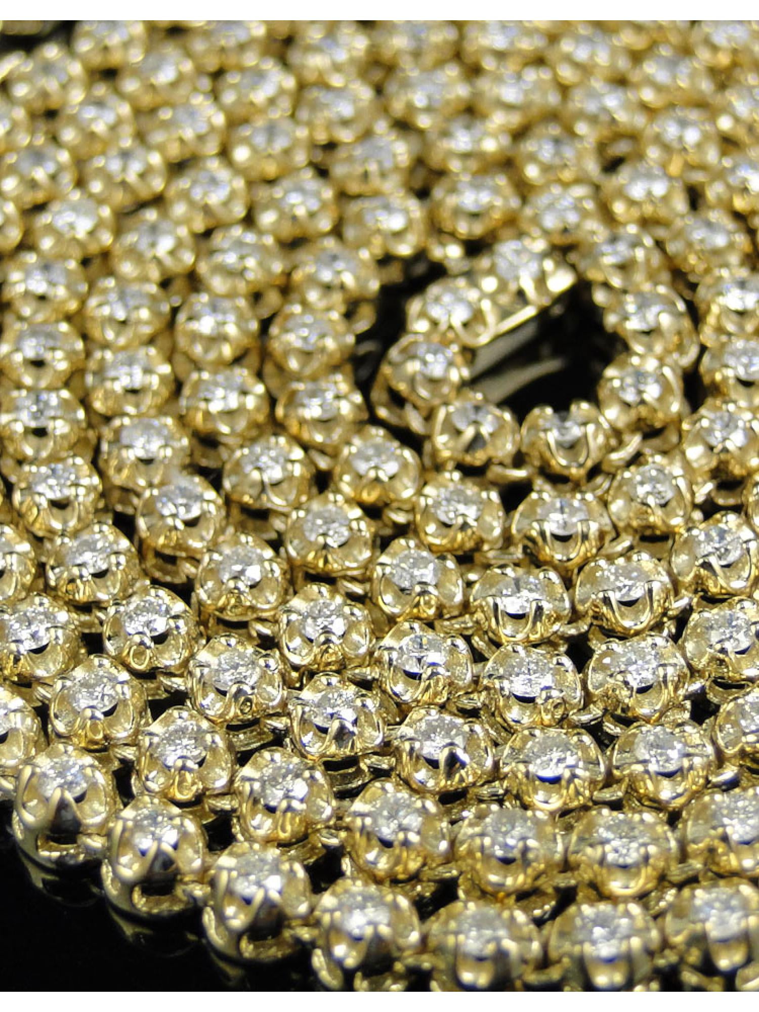 Prong Set 1 Row Genuine Diamond Chain in 14k Yellow Gold (10 ct ...