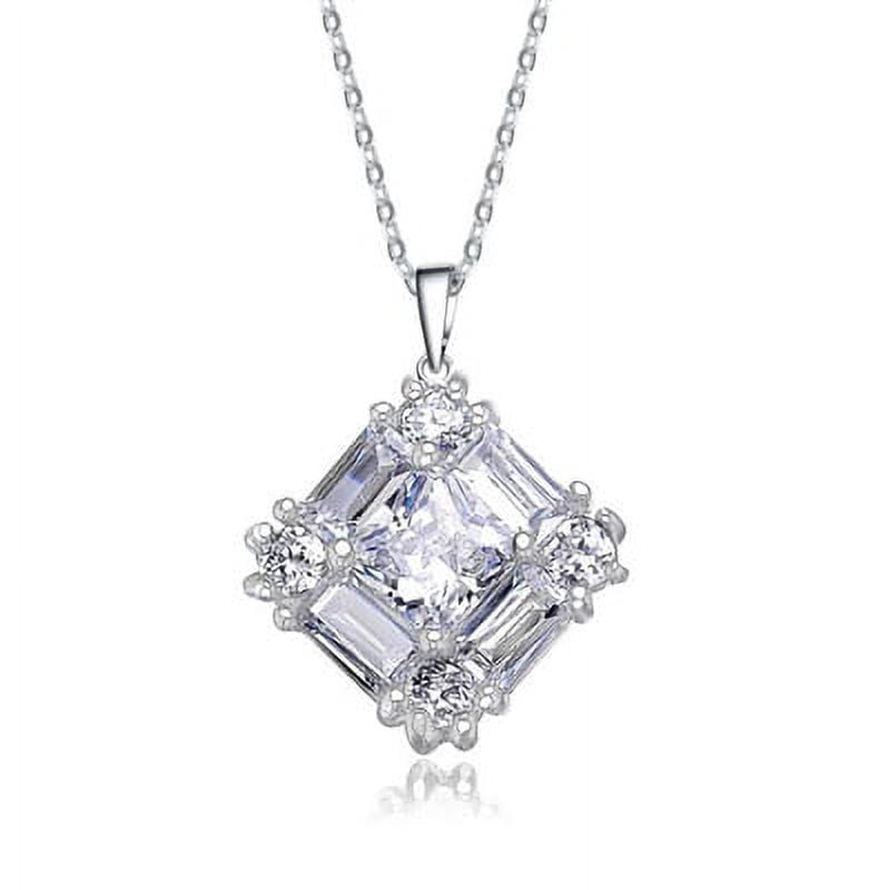 Prong Set Artistic Pendant with Simulated Princess Cut Diamond ...