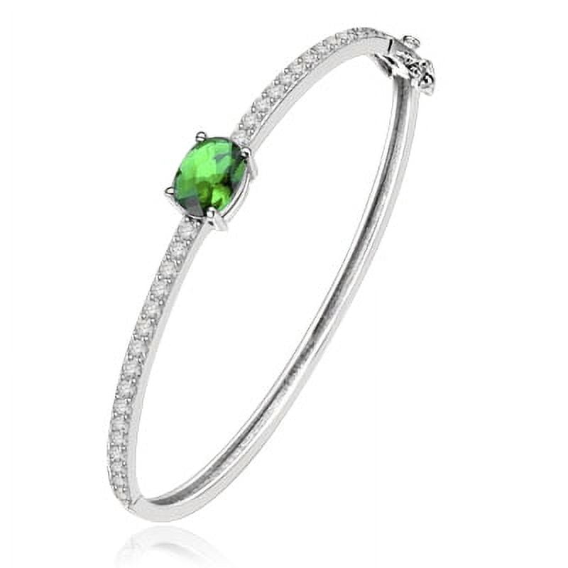 Prong Set Bangle Bracelet with Artificial Oval Cut Emerald Essence ...