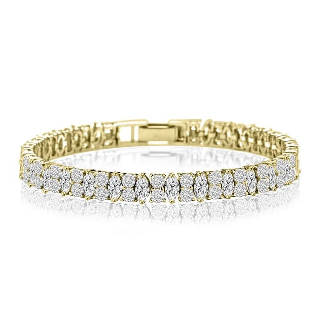 Prong Set Designer Bracelet with Artificial Marquise Cut and Round ...