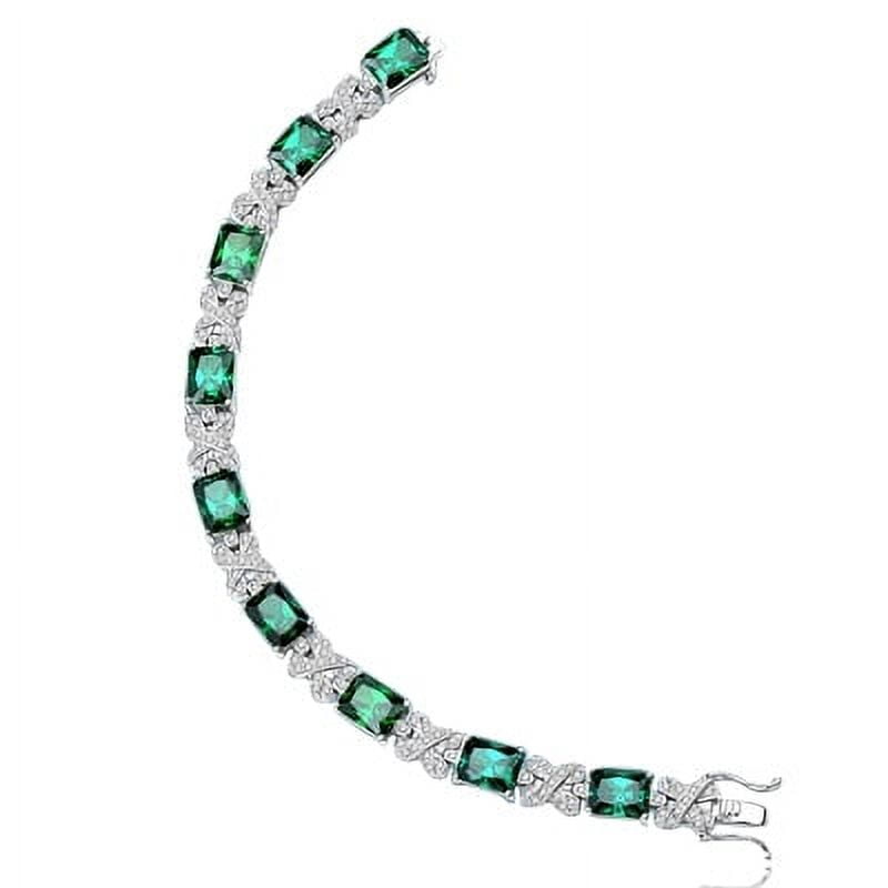 Prong Set Designer Bracelet with Lab-made Radiant Cut Emerald Diamonds ...
