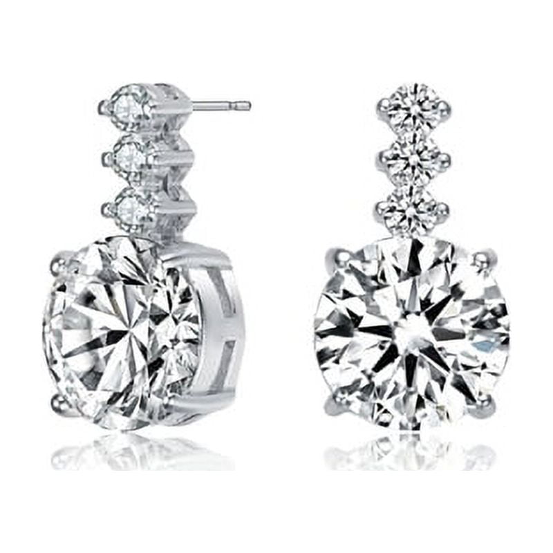 Prong Set Designer Drop Earrings with Simulated Round Brilliant ...