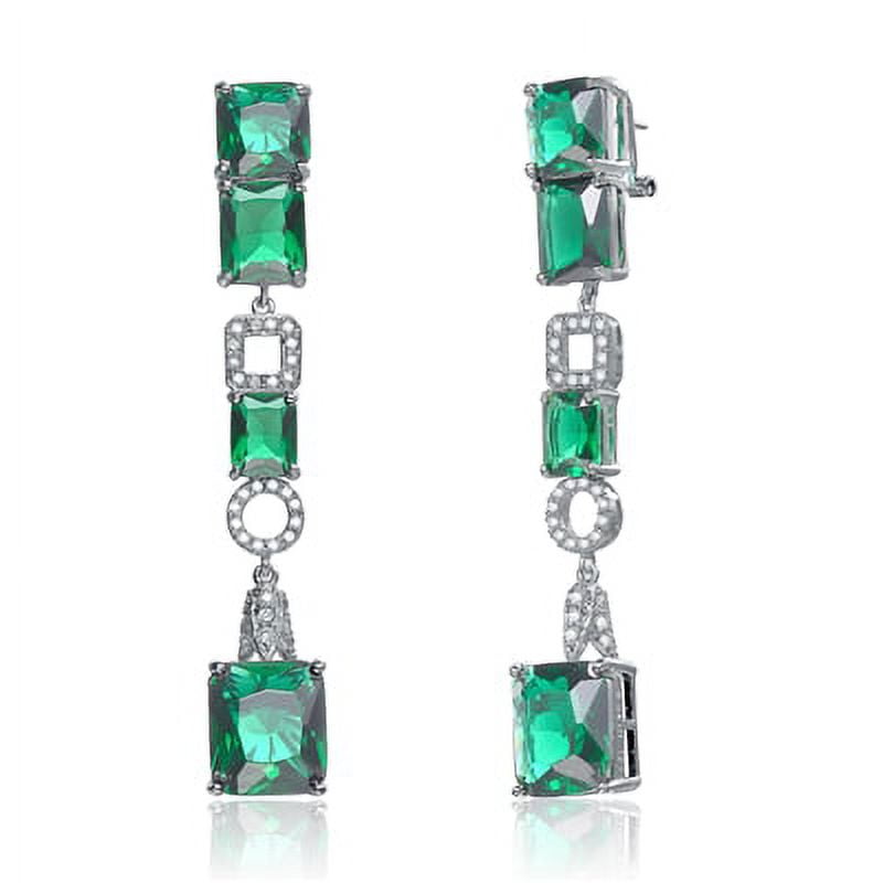 Prong Set Designer Earrings with Simulated Princess and Emerald Cut ...