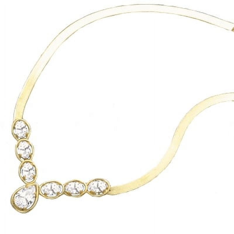 Prong Set Designer Necklace with Simulated Oval and Pear Cut Diamonds ...