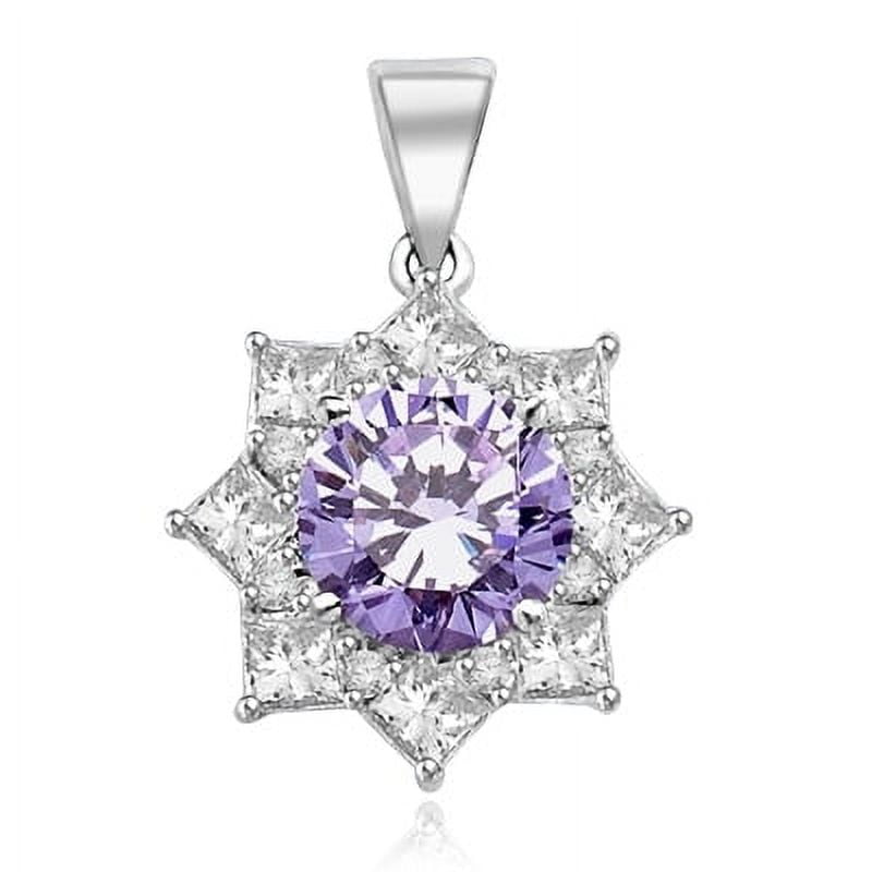 Prong Set Designer Pendant with Simulated Round Cut Lavender Essence ...