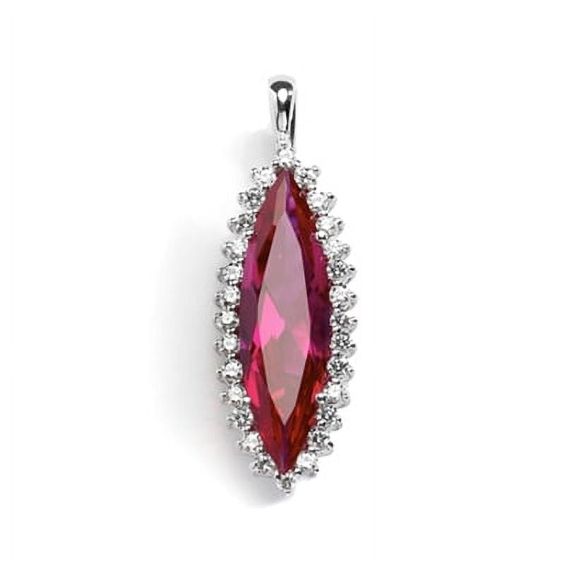 Prong Set Designer Pendant with Simulated Marquise Cut Ruby Center ...