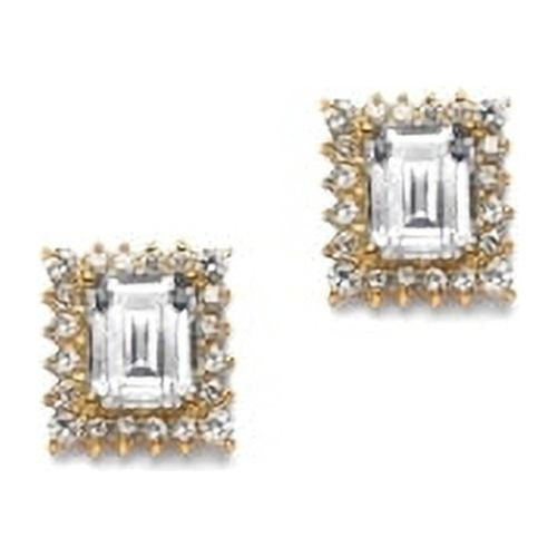 Prong Set Earrings with Emerald Cut Center and Round Brilliant Melee ...