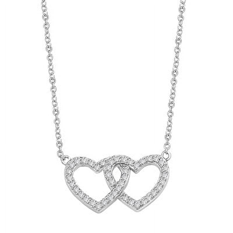 Prong Set Heart Pendant with Artificial Round Brilliant Melee Diamonds ...