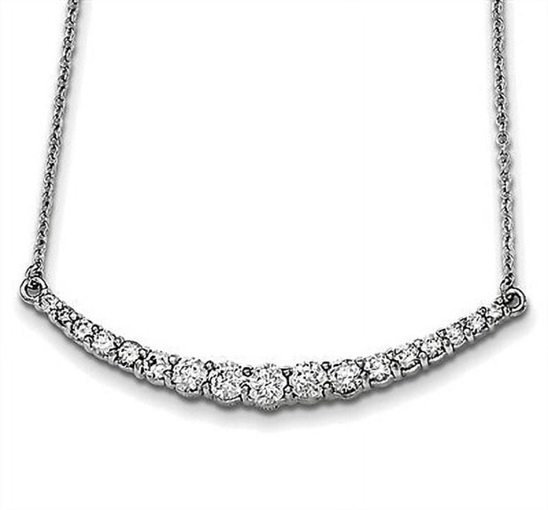 Prong Set Necklace with Lab-created Graduating Round Brilliant Diamonds ...