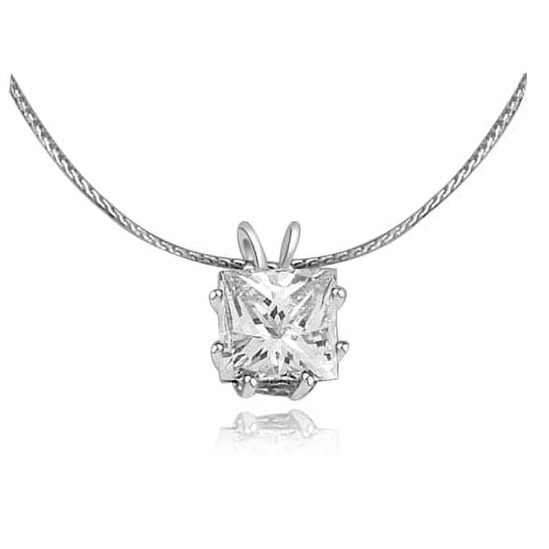 Prong Set Pendant with Artificial Princess Cut Diamond by Diamond ...