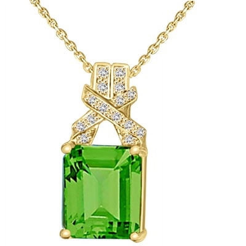 Prong Set Pendant with Synthetic Emerald Cut Emerald Center and ...