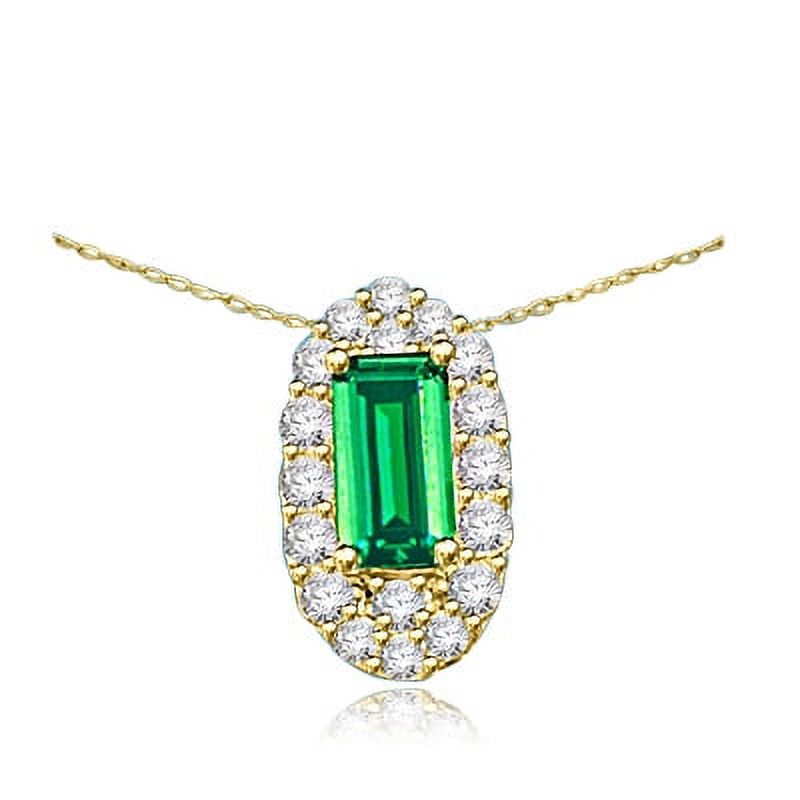 Prong Set Slide Pendant with Synthetic Emerald Cut Emerald Essence ...