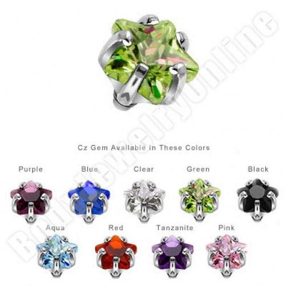 Prong Set Star Gem Internally Threaded Dermal Top - Walmart.com