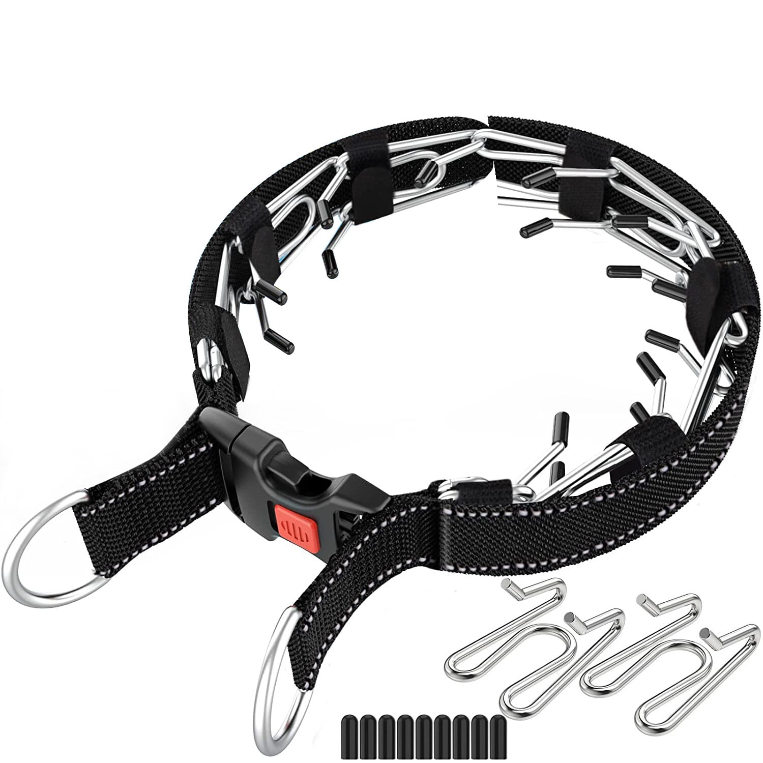 Prong Training Pinch Collar for Dogs with Removable Nylon Protector and ...