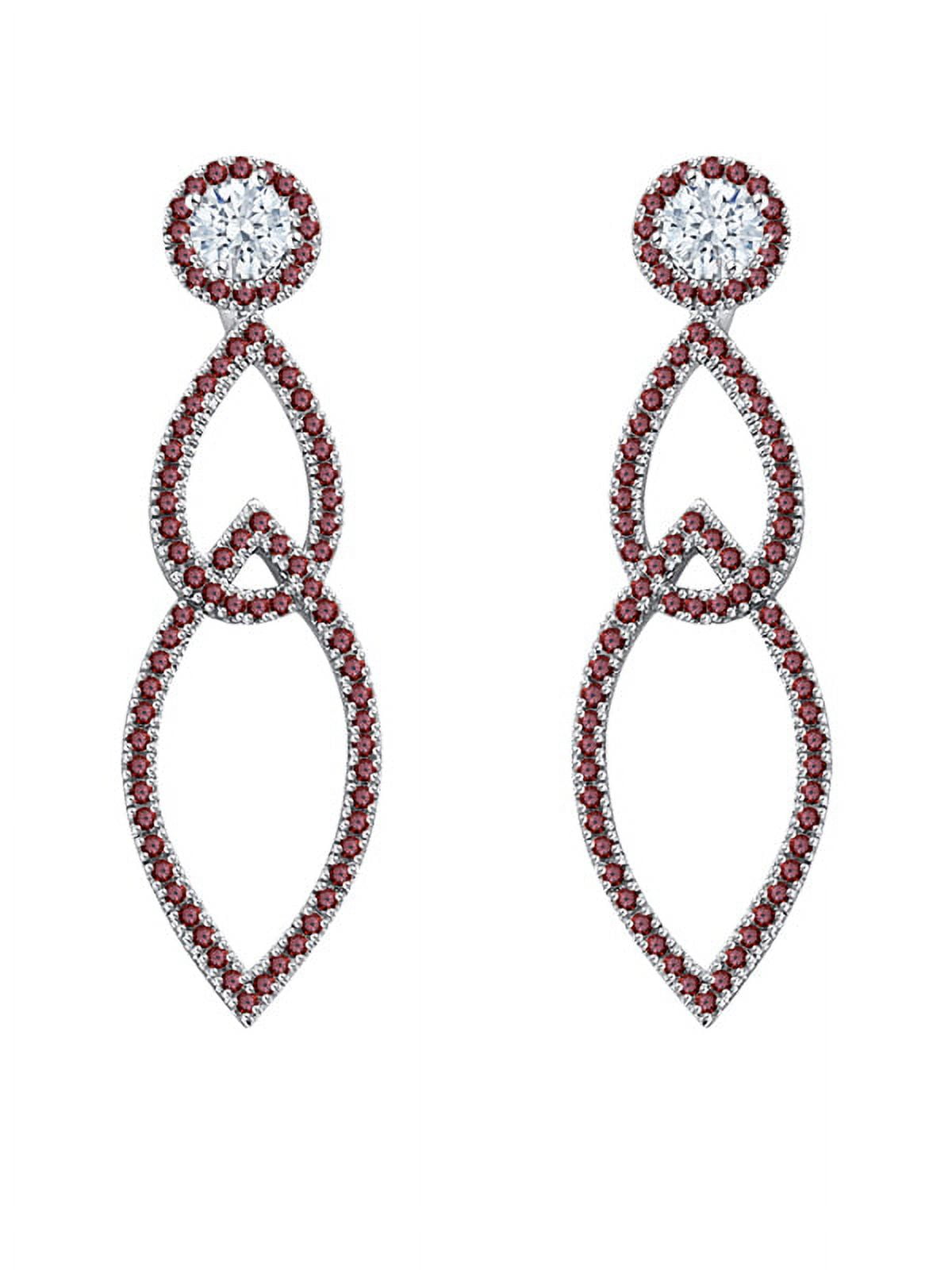 Prongs Set Garnet Detachable Dangling Earring Jackets in 14K White Gold ...