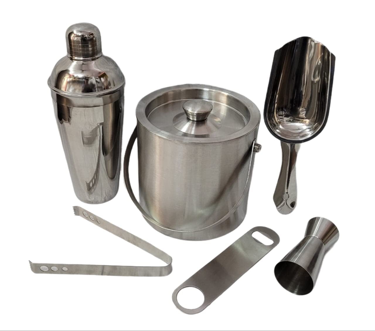 Proniks Stainless Steel Ice Bucket with Opener Ice Tongpeg Measure Ice ...