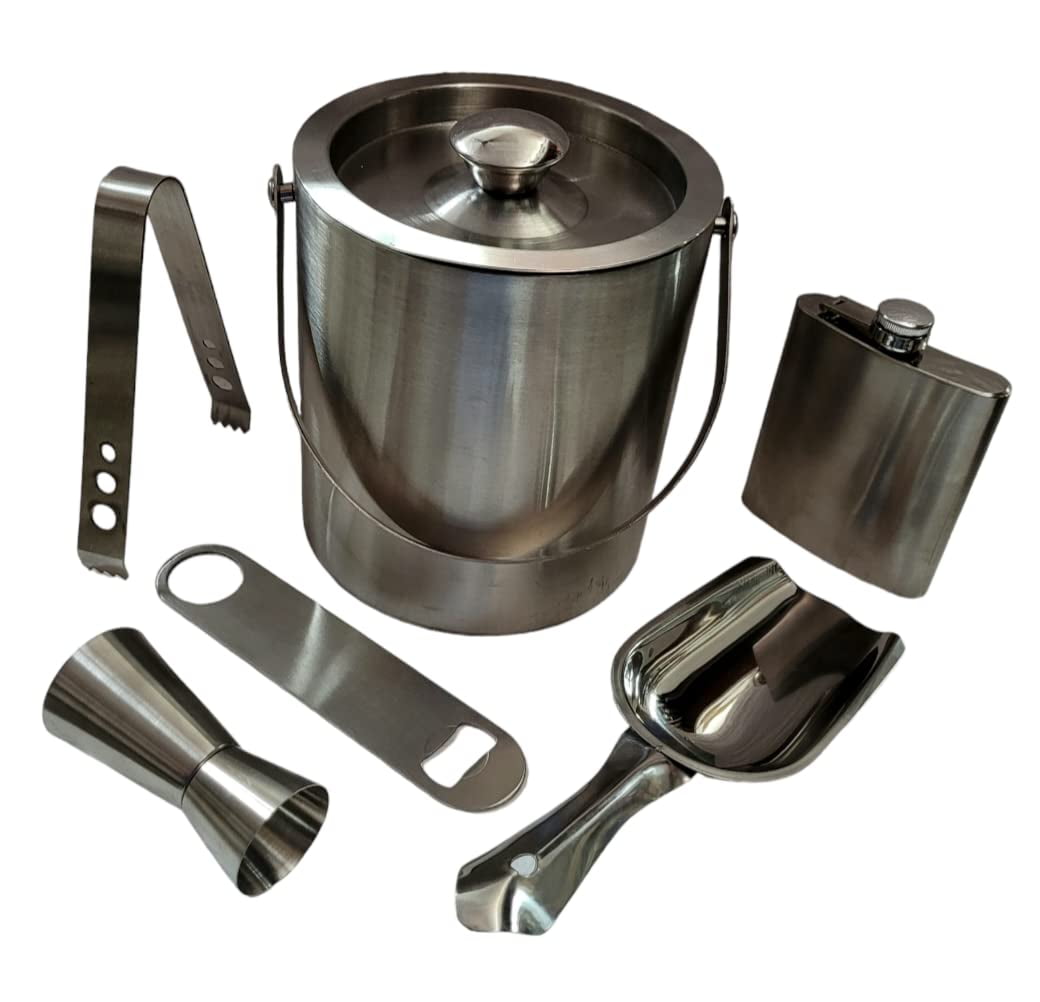 Proniks Stainless Steel Insulated Ice Bucket with Opener and Ice Tong ...