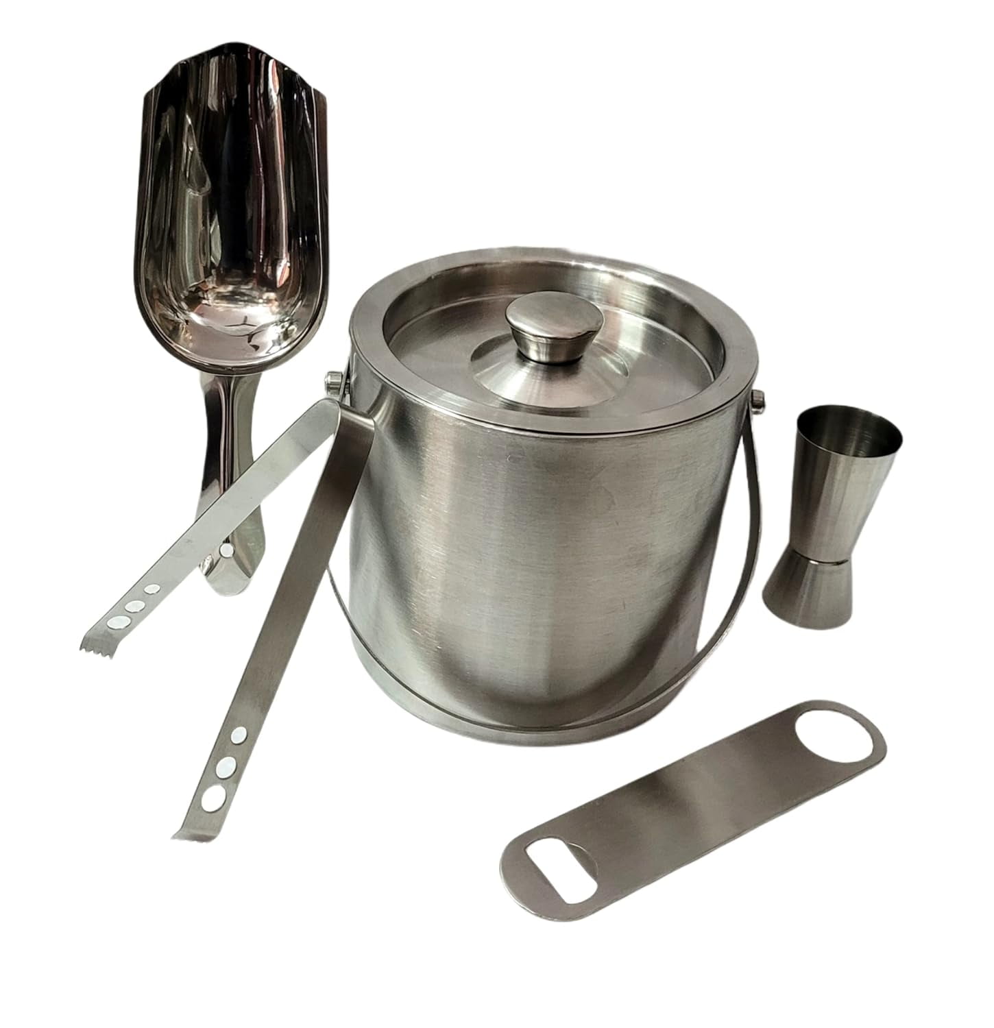 Proniks Stainless Steel Insulated Ice Bucket with Opener and Ice Tong ...