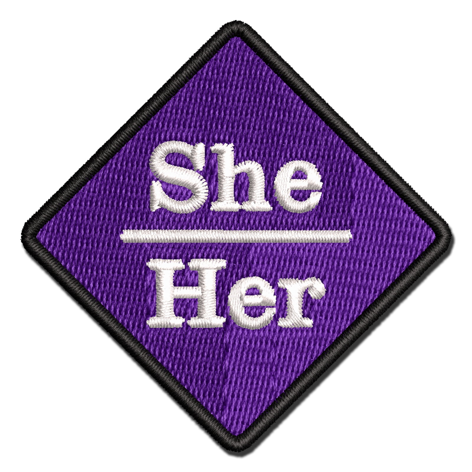 Pronouns She Her Applique Multi-Color Embroidered Hook & Loop Patch - 2 ...