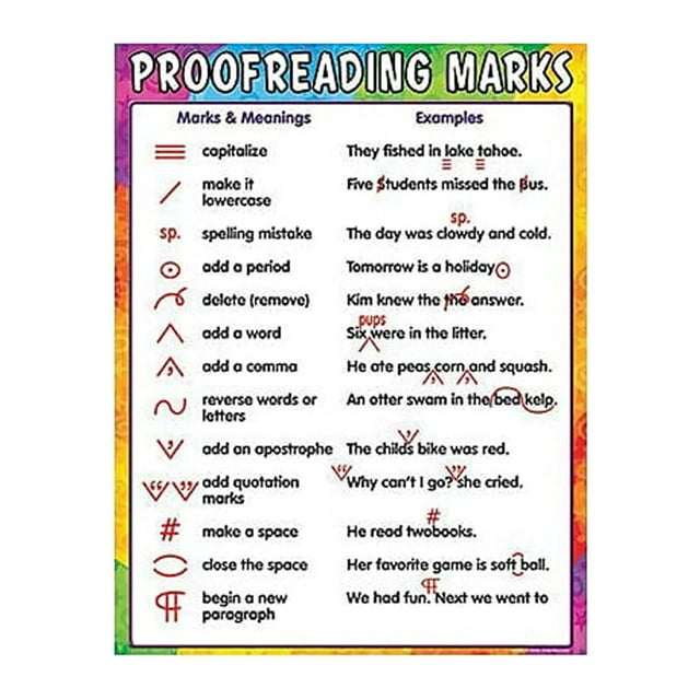 Proofreading Marks Chart - Walmart.com