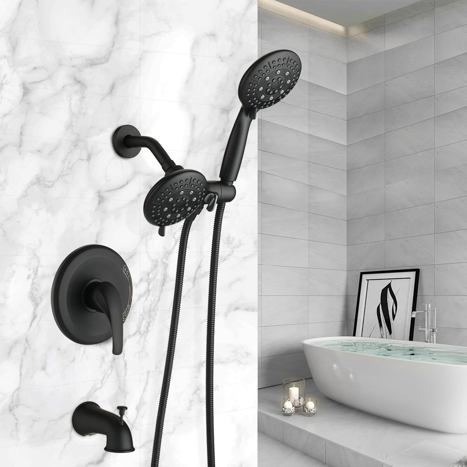 Proox Shower Head Fixture with 7-Spray Rainfall, Single Handle ...