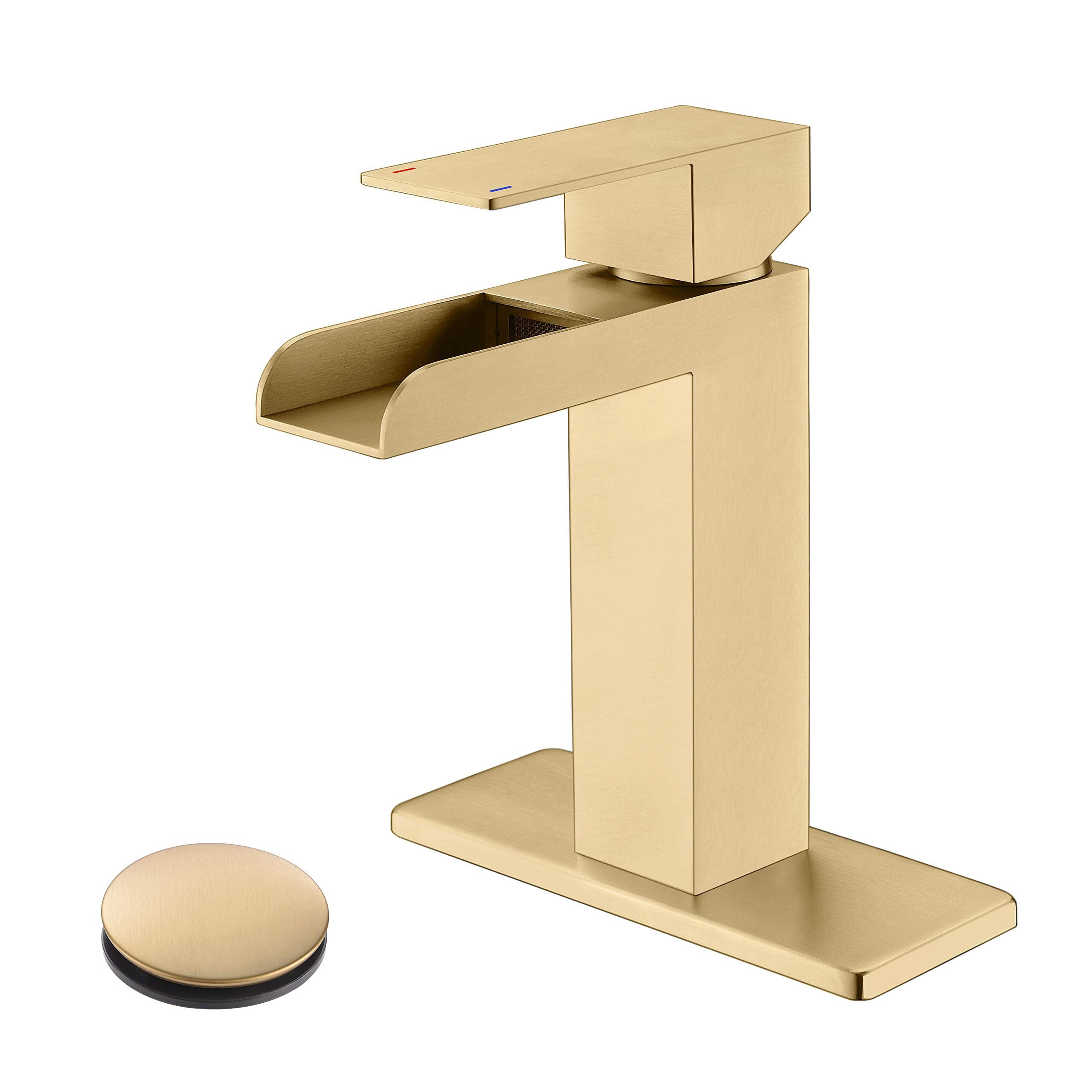 Proox Bathroom Waterfall Faucet Single Handle with Drain Assembly ...