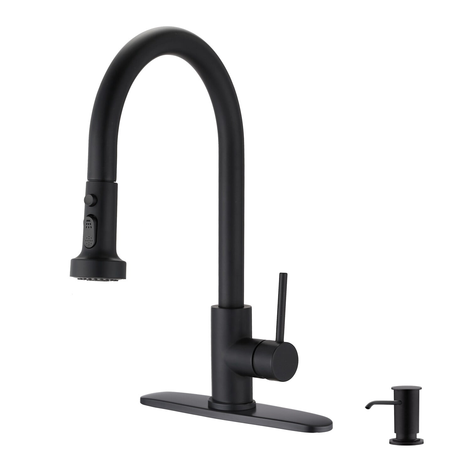 Proox Single handle Kitchen Faucet Pull Down Sprayer w/ Soap dispenser ...