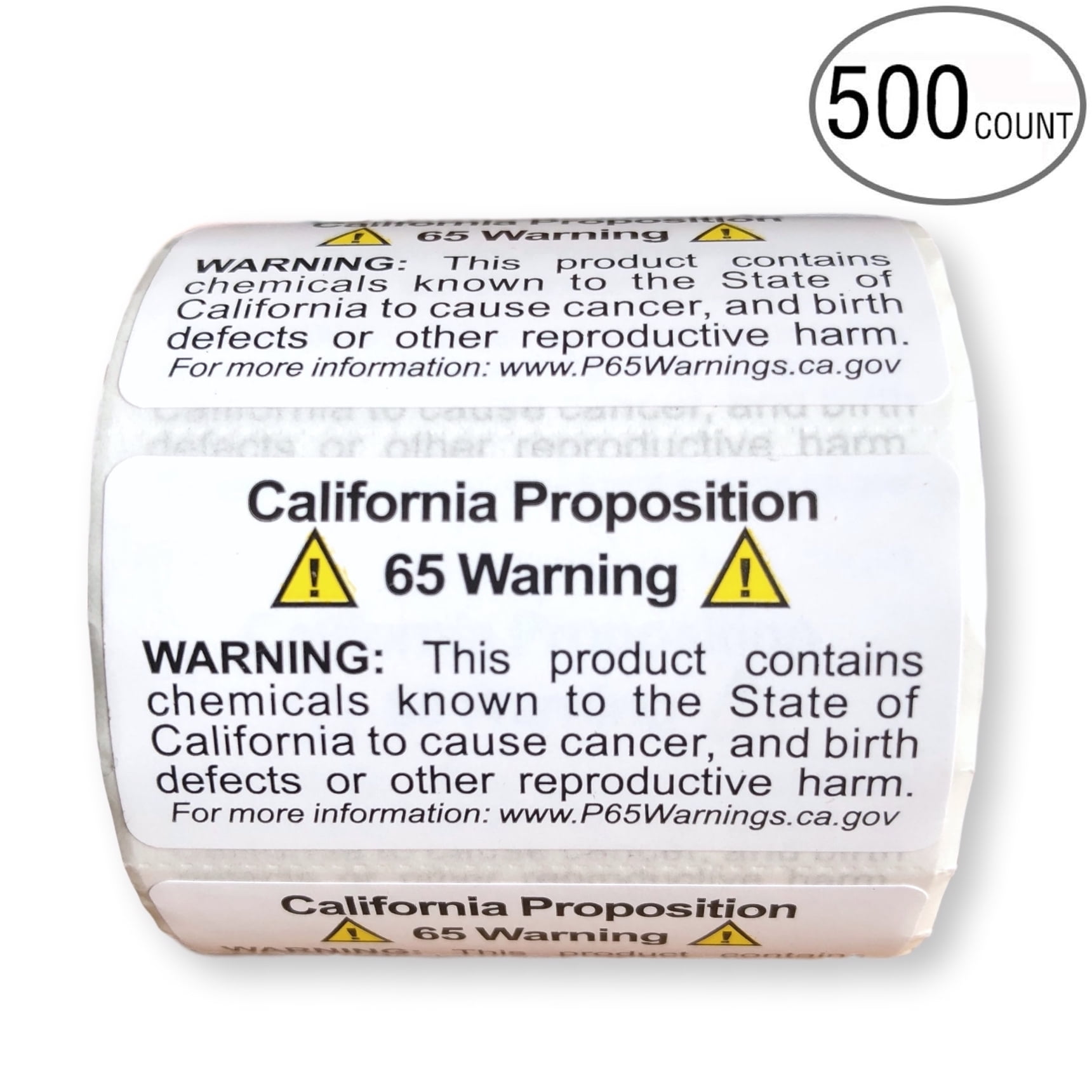 Prop 65 California Warning Labels 500 Count Roll | 1 by 2 Inch Size ...