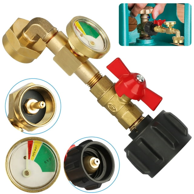 Propane Adapter 1lb to 20lb, QCC1 Propane Refill Elbow Adapter with Gauge and ON-Off Control ...