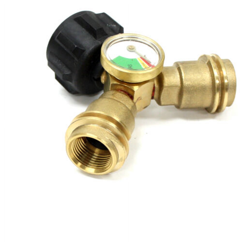 Propane Adapter Connector Y Splitter Tee with Tank Gauge Pressure Meter ...