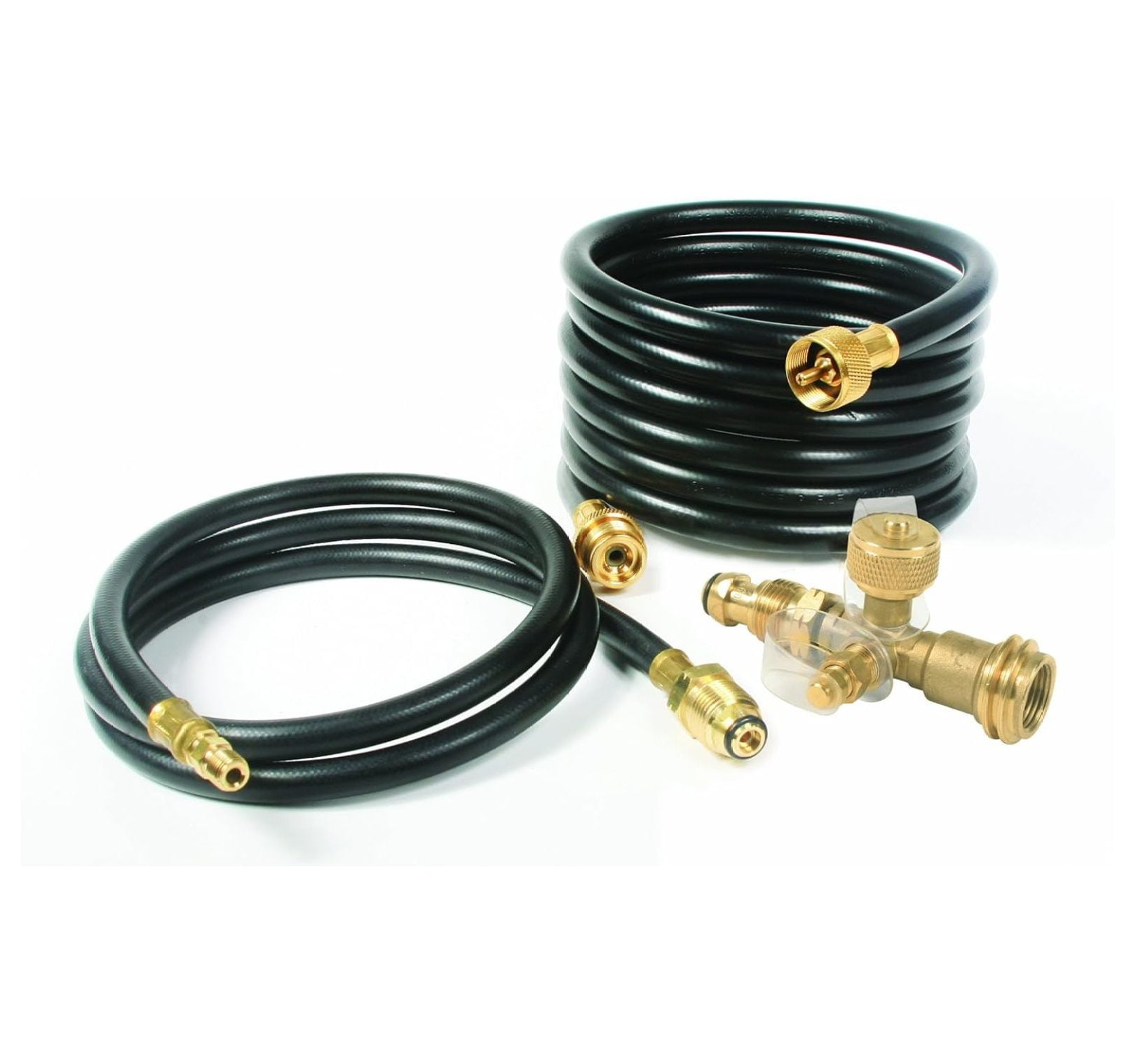 Propane Brass 4 Port Tee- Comes with 5ft and 12ft Hoses, Allows for ...