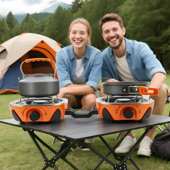 Propane Camping Stove 20,000 BTU - Portable 2 Burner Gas Stove with ...
