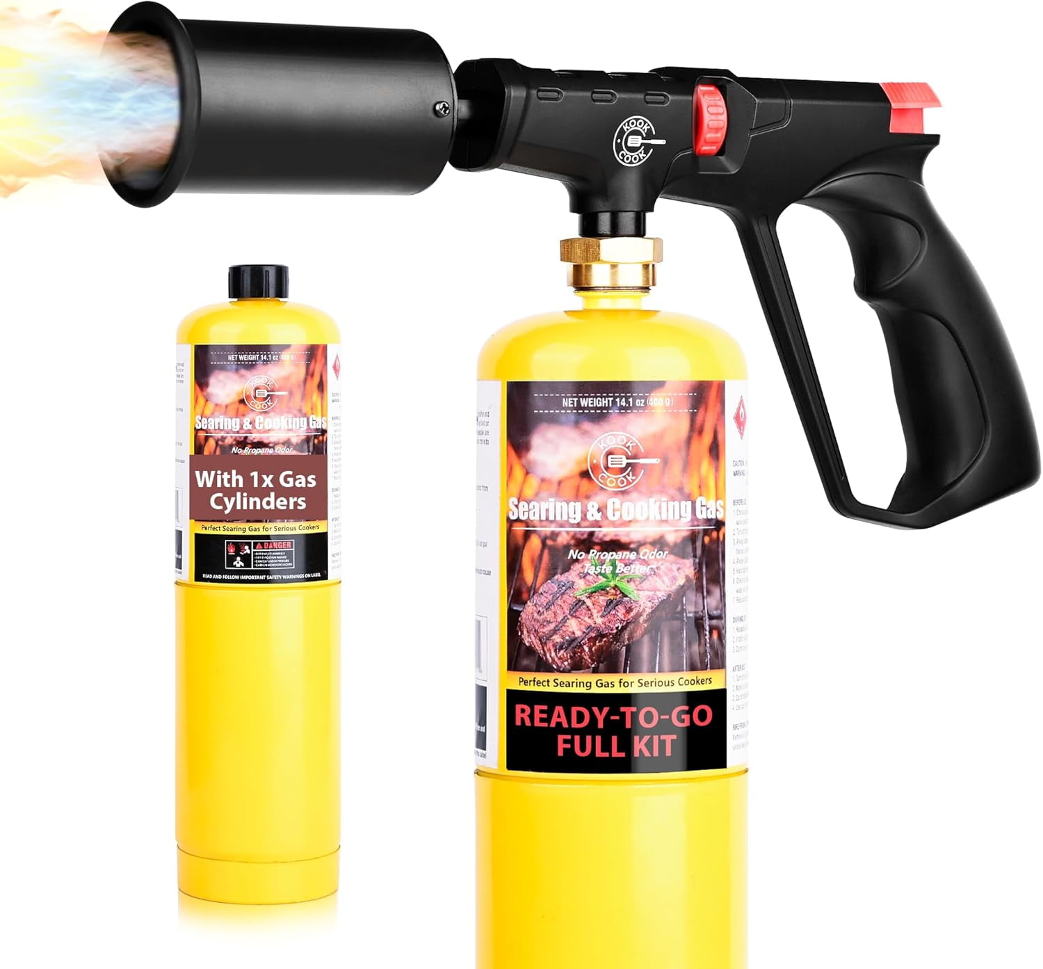 Propane Cooking Torch Kit with 1x Searing MAPP Gas Tanks Grill Torch ...