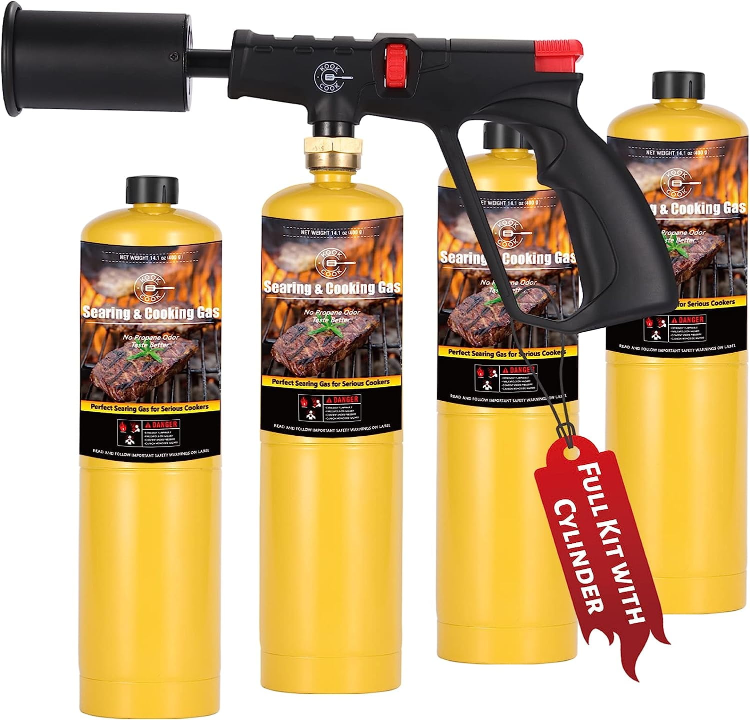 Propane Cooking Torch Kit with 4x Searing MAPP Gas Tanks Grill Torch ...