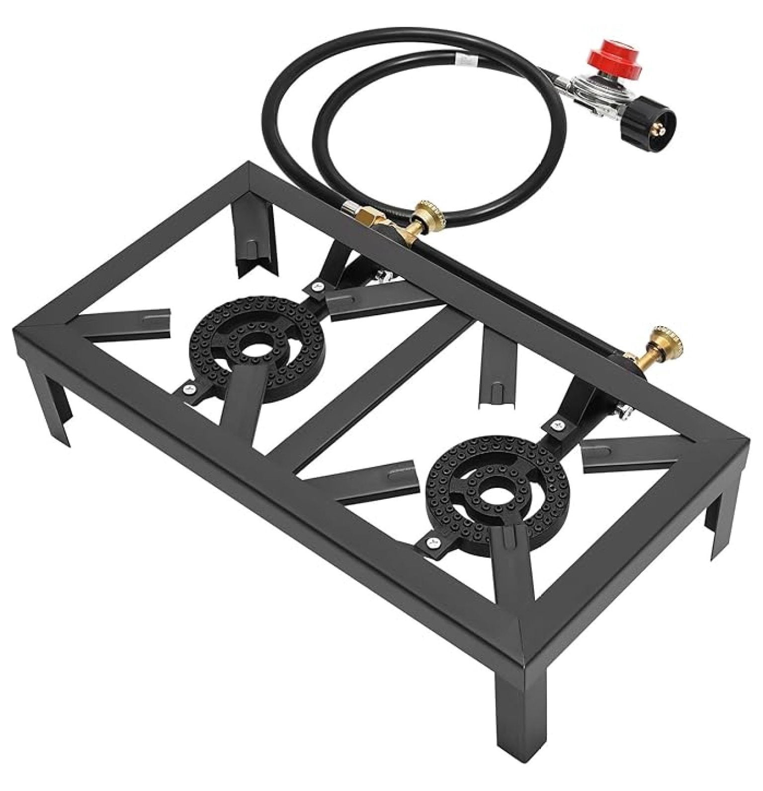 Propane Double Burner Cast Iron Camp Stove with 4ft Hose Outdoor Gas ...