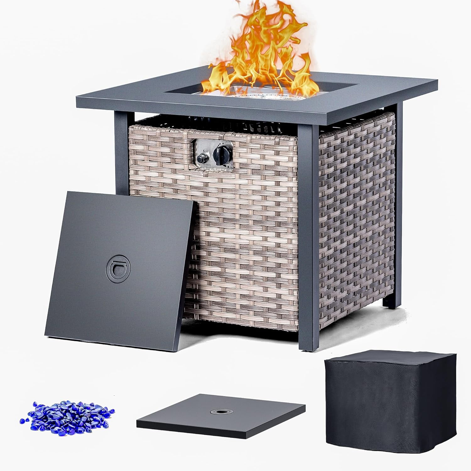 Propane Fire Pit Table 28inch - 50,000 BTU Outdoor Gas Fire Pit with ...