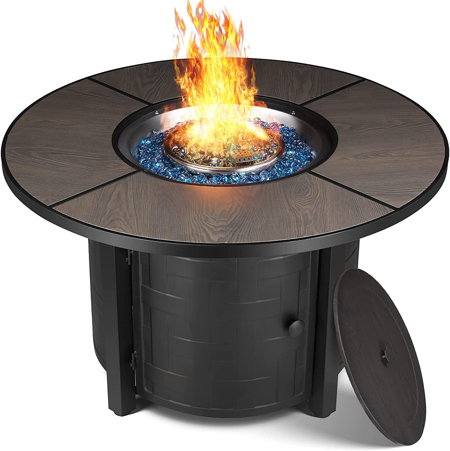 Propane Fire Pit Table 42in, 50,000 BTU Auto-Ignition Round Gas Fire ...