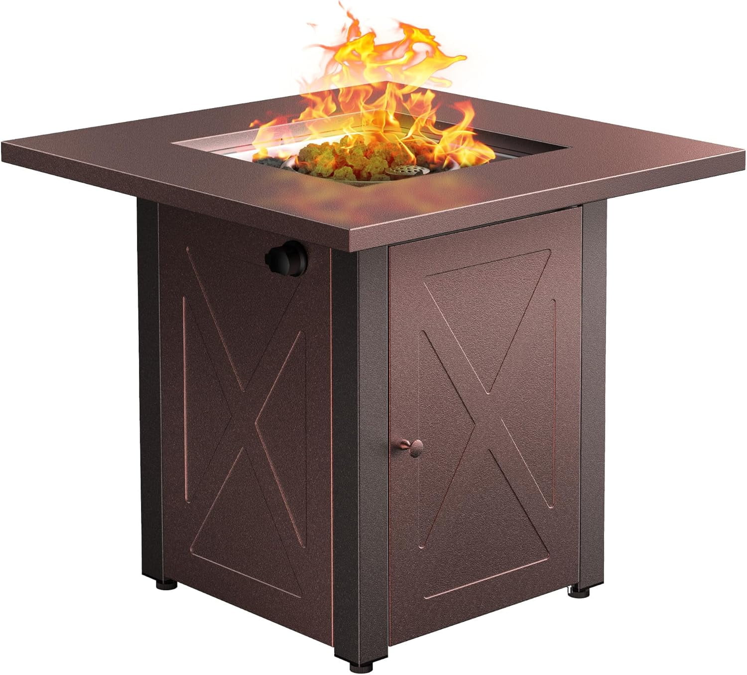 Propane Fire Pit Table, Gas Outdoor Fire Table Dinning with Lid, Lava ...