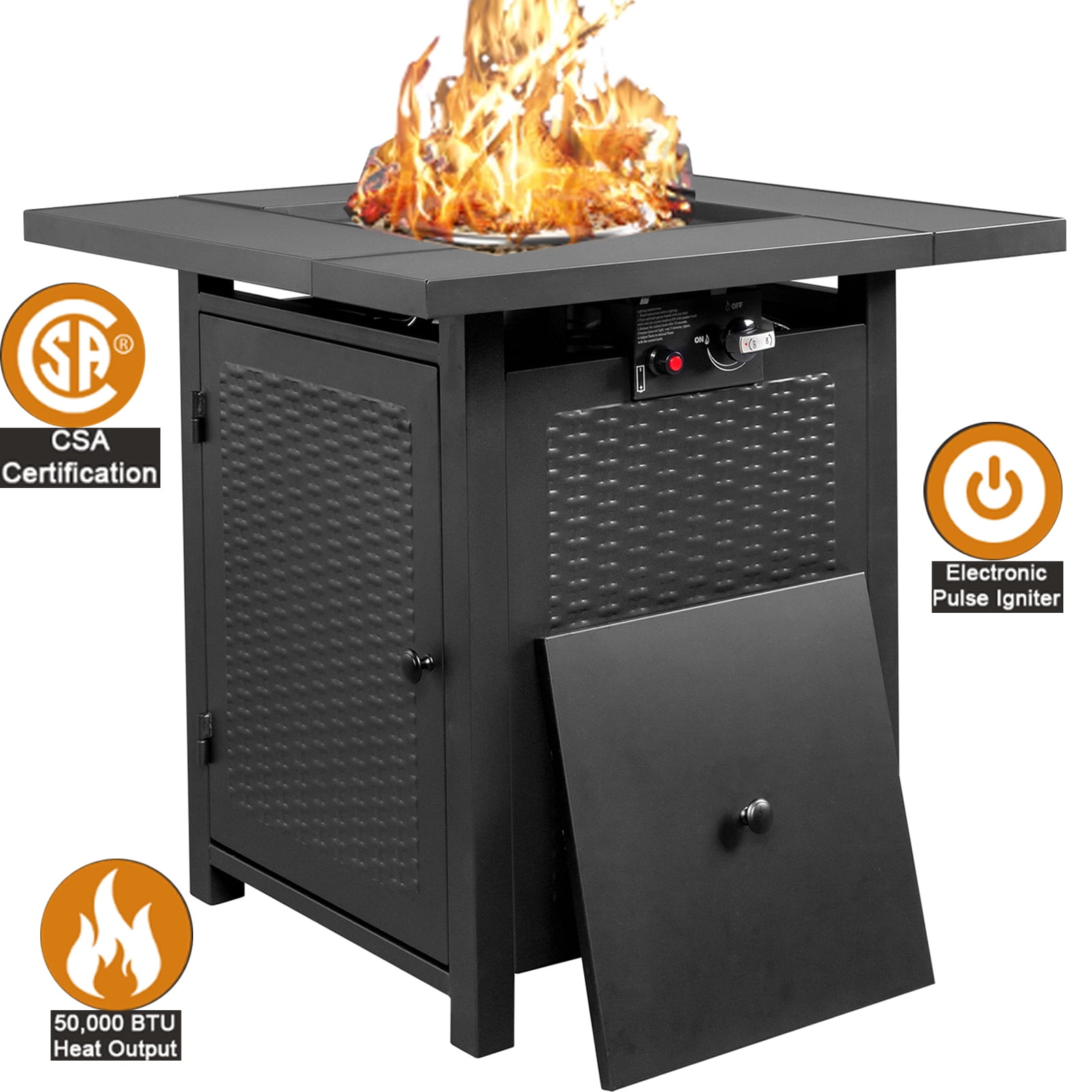 Propane Fire Pit for Outside, Seizeen 28" Square 50000 BTU Gas Fire Pit ...