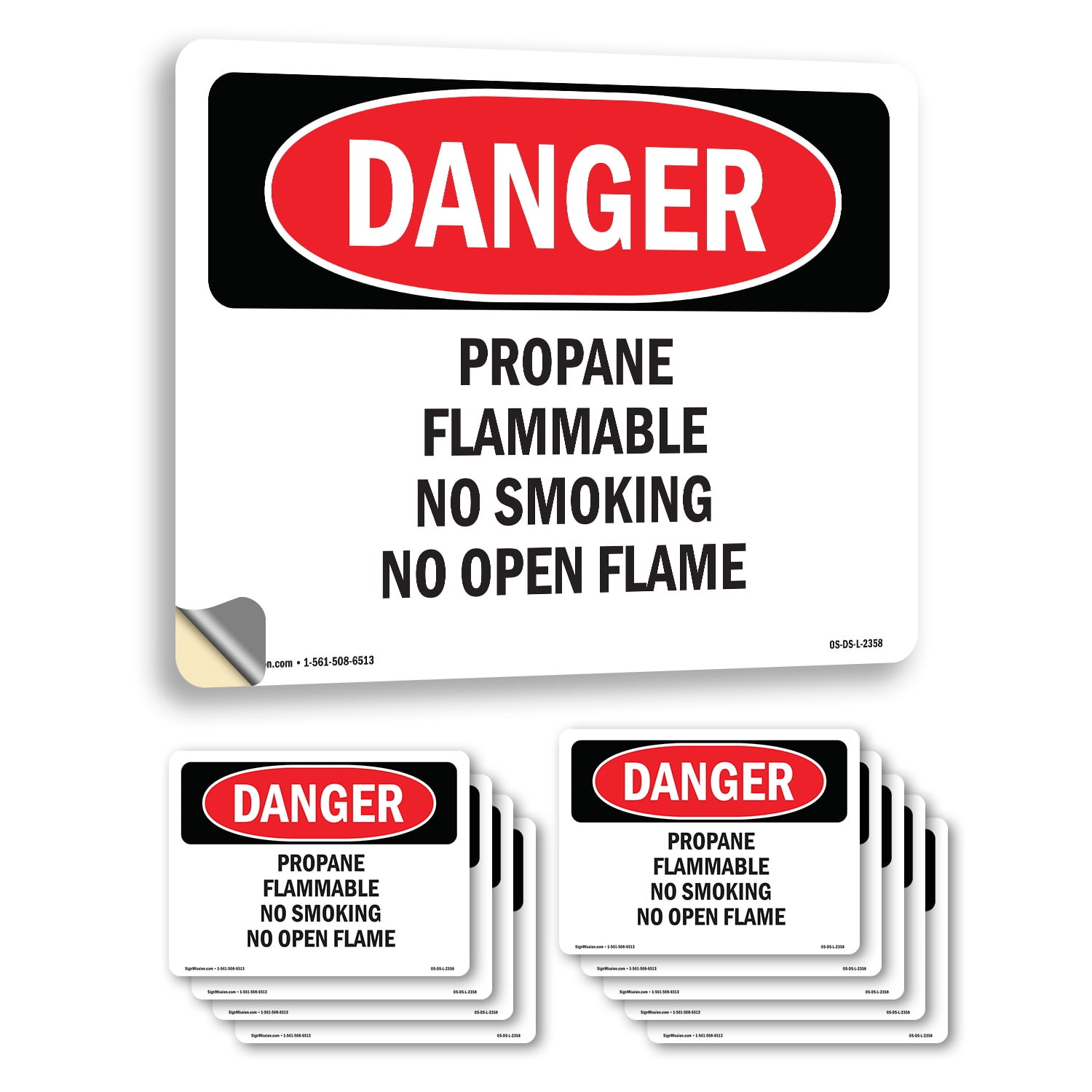 Propane Flammable No Smoking No Open Flame OSHA Danger Vinyl Decal ...