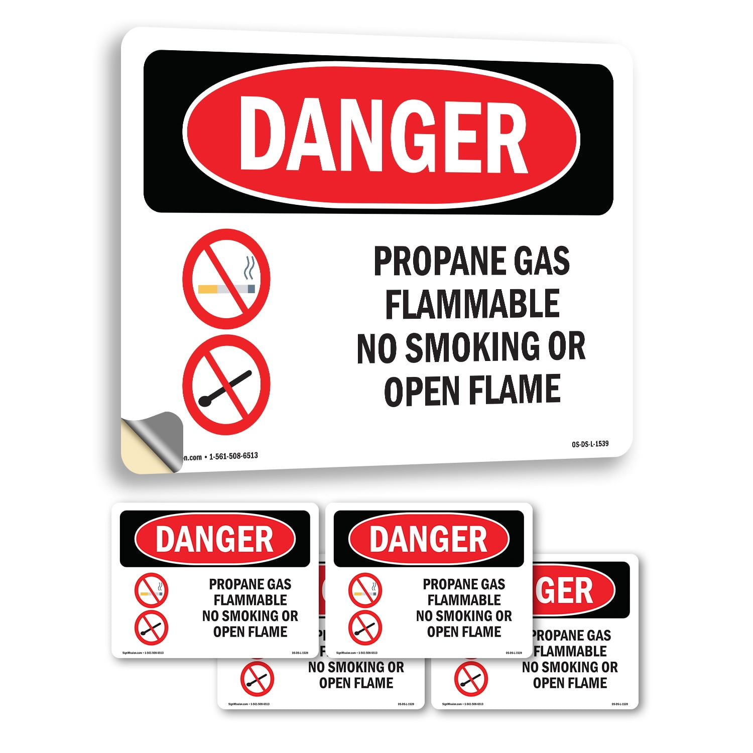Propane Gas Flammable No Smoking OSHA Danger Vinyl Decal Label 10 Inch ...
