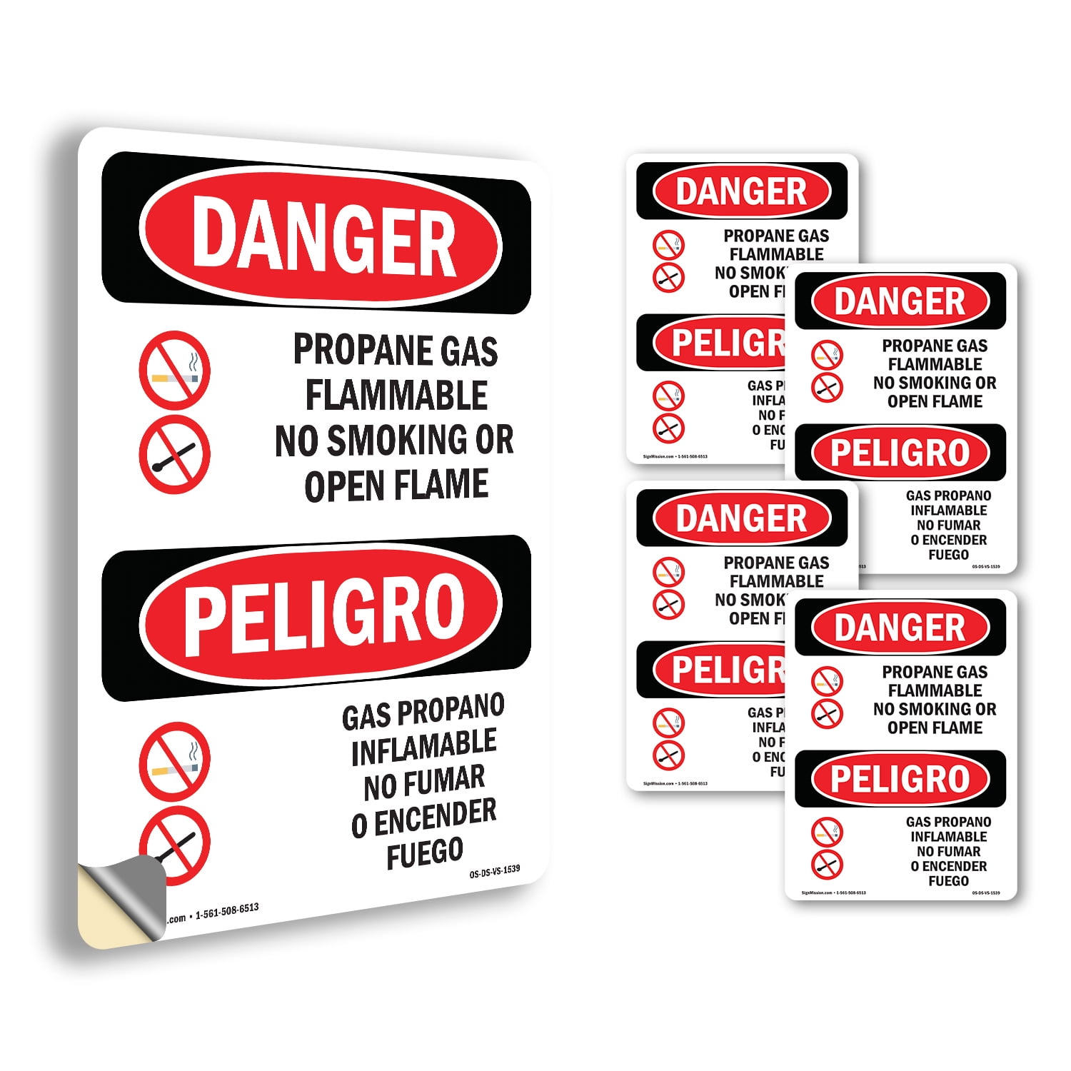 Propane Gas Flammable No Smoking OSHA Danger Vinyl Decal Label 24 Inch ...