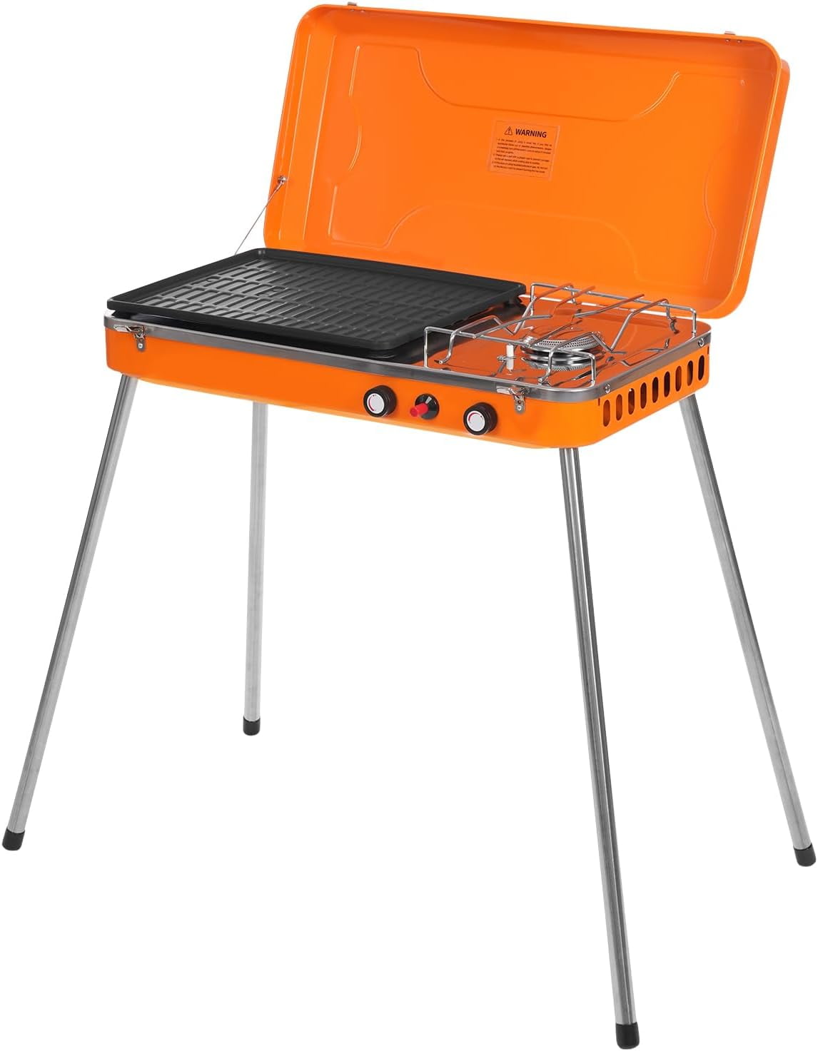 Propane Gas Grill,2-Burner Camping Stove Portable Propane Griddle ...