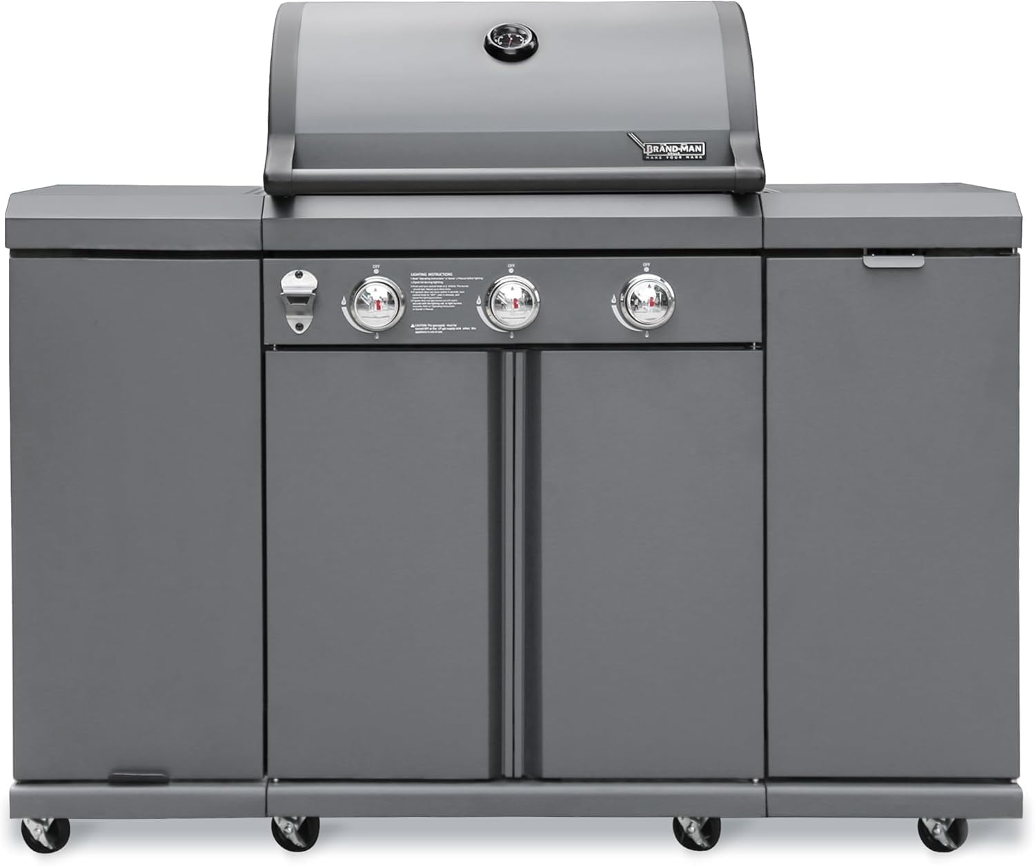 Brand-Man Grills Rustler2 Heavy Duty 3-Burner Propane Gas Grill & Kitchen Island - Walmart.com