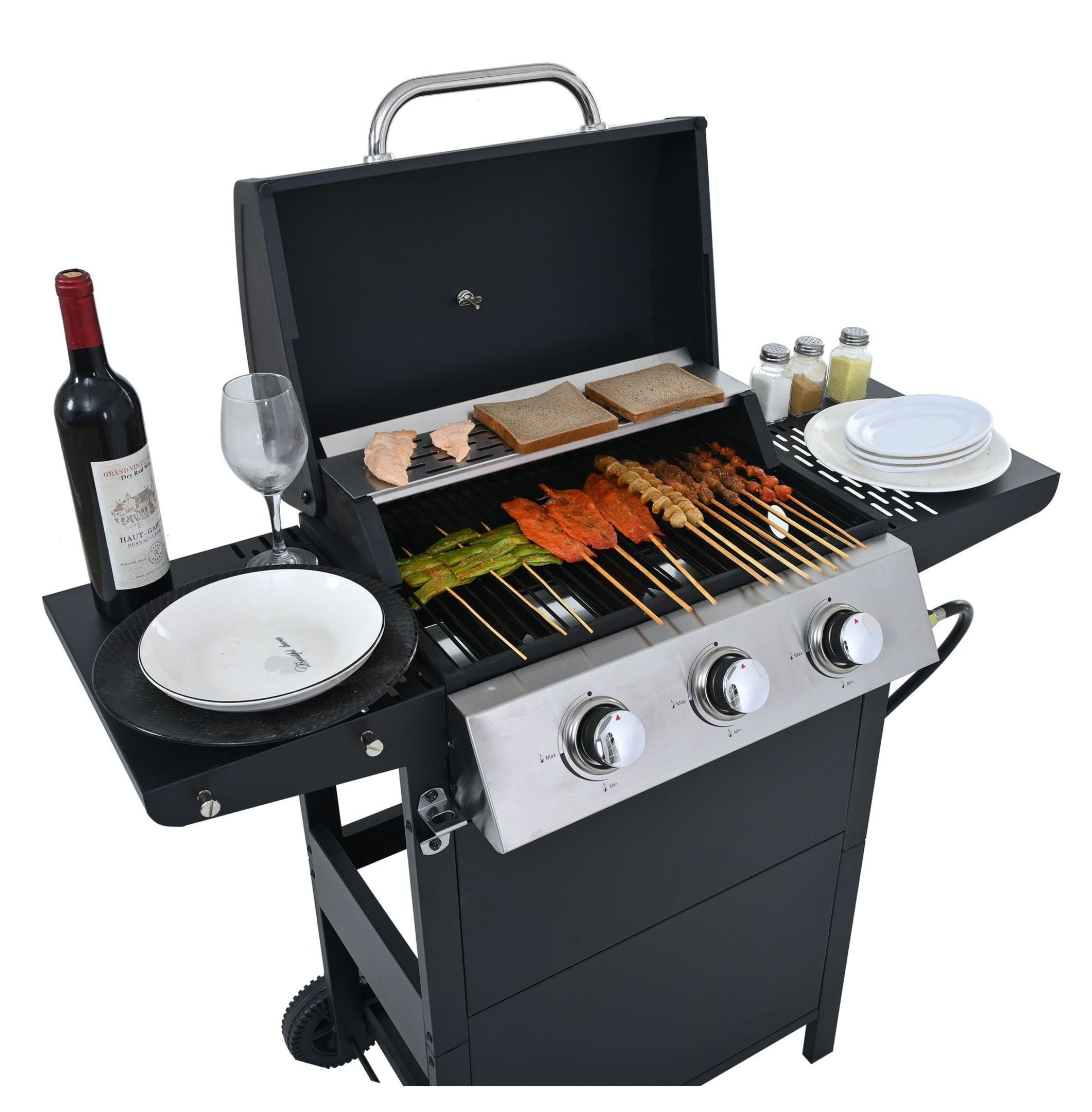 Propane Gas Grill 4 Burner Barbecue Grill, Stainless Steel 34,000 BTU ...